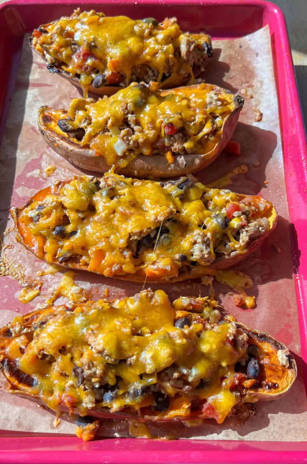 Turkey Stuffed Sweet Potatoes - Snacking Emily